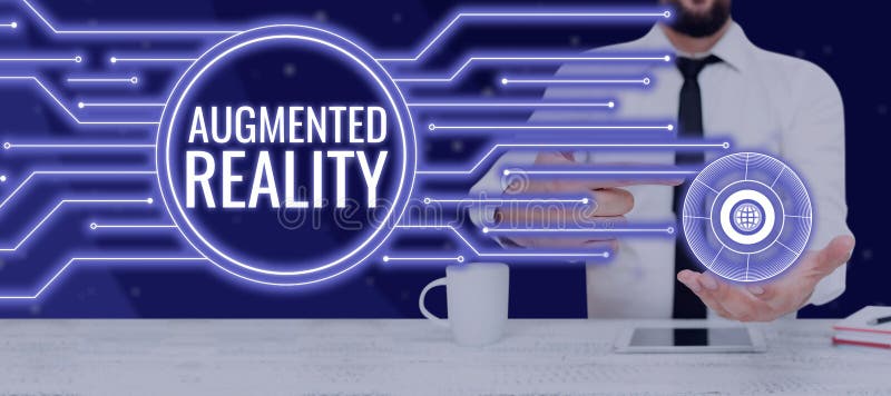 Writing Displaying Text Augmented Reality. Conceptual Photo Technology ...