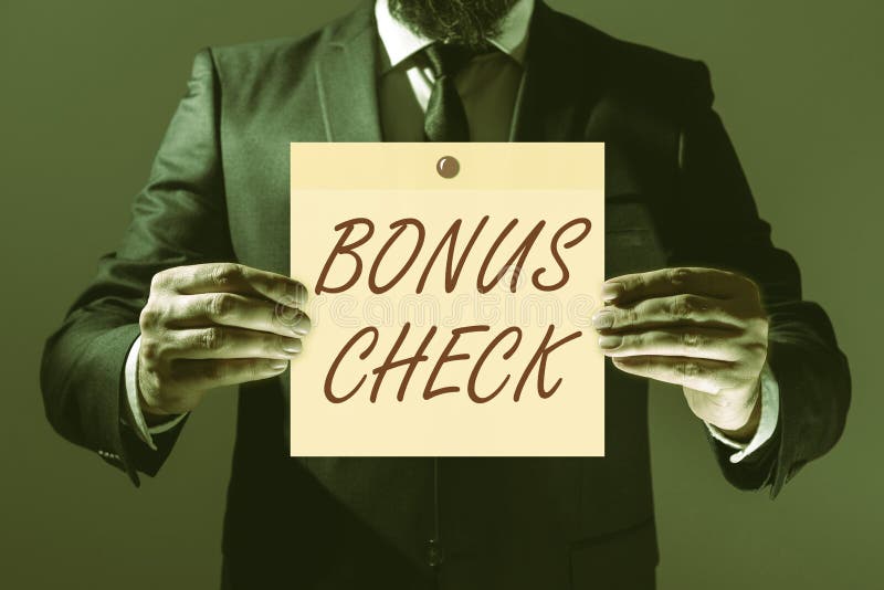 Writing Displaying Text Bonus Check. Concept Meaning Something in ...