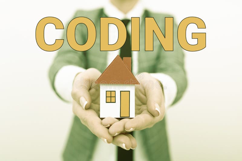 Writing Displaying Text Coding Word For Assigning Code To Something For Classification