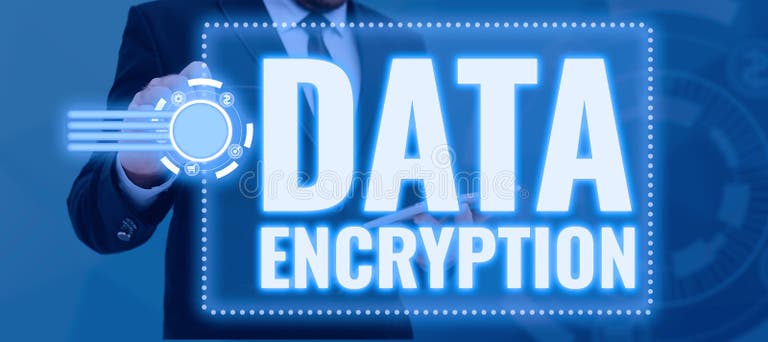 Writing Displaying Text Data Encryption. Business Approach Conversion of Data into Code for ...