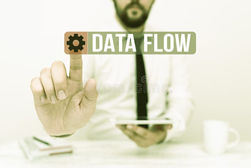 Writing Displaying Text Data Flow. Internet Concept the Movement of Data through a System ...