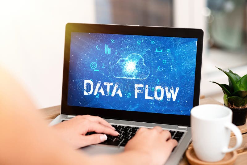 Writing Displaying Text Data Flow. Internet Concept the Movement of Data through a System ...