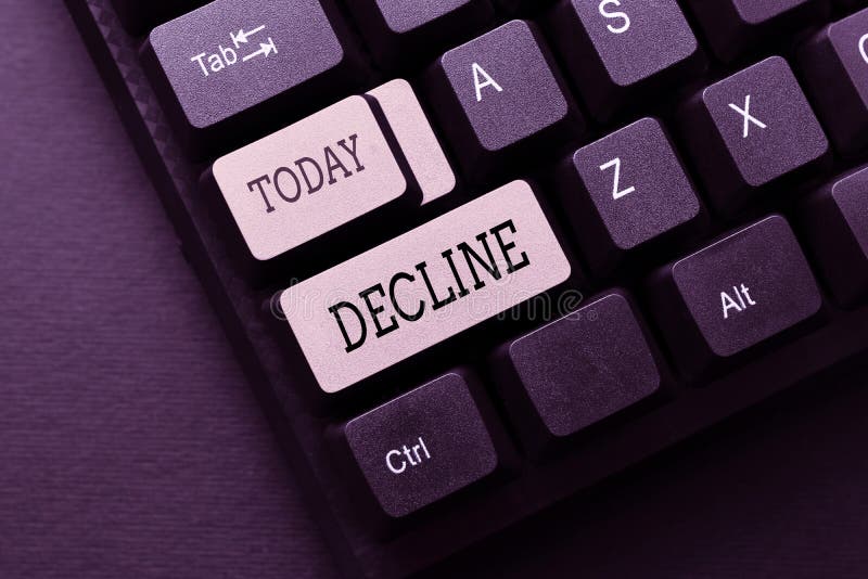 Writing Displaying Text Decline. Business Approach Become Smaller Fewer ...