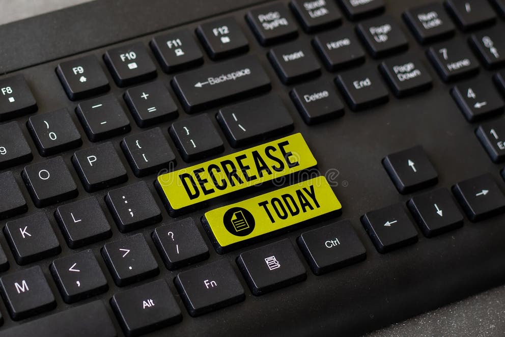 Hand Writing Sign Decrease. Concept Meaning Make or Become Smaller or ...