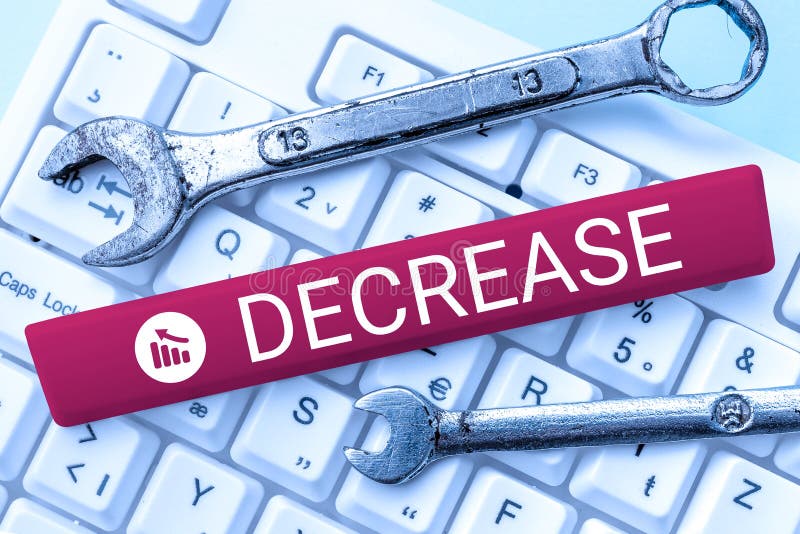 Writing Displaying Text Decrease. Word for Make or Become Smaller or ...
