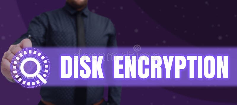 Writing Displaying Text Disk Encryption Word Written On The Security