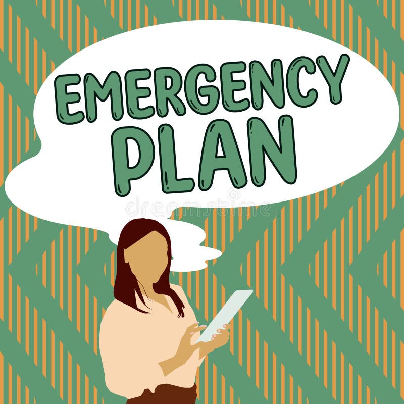 Writing Displaying Text Emergency Plan. Internet Concept Procedures for ...