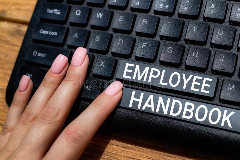 Hand Writing Sign Employee Handbook. Business Overview Document that ... Hand Writing Sign Employee Handbook. Business Overview Document that ...