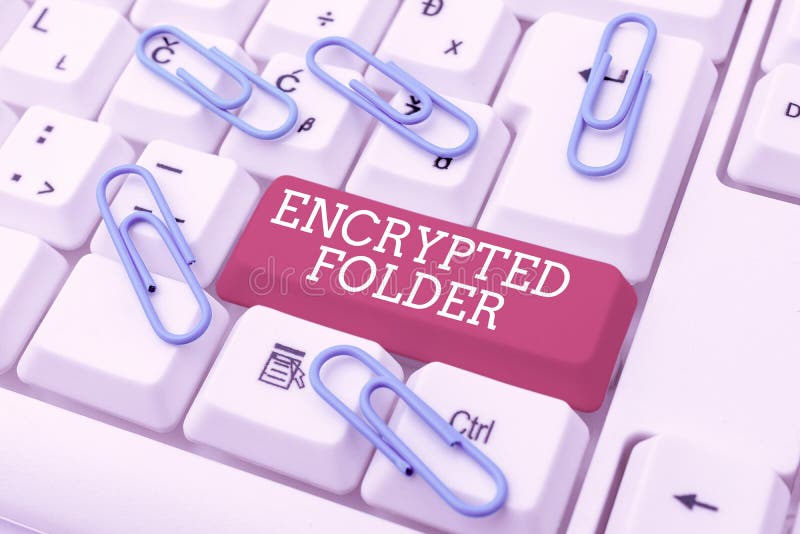 Writing Displaying Text Encrypted Folder. Business Concept Protect ...