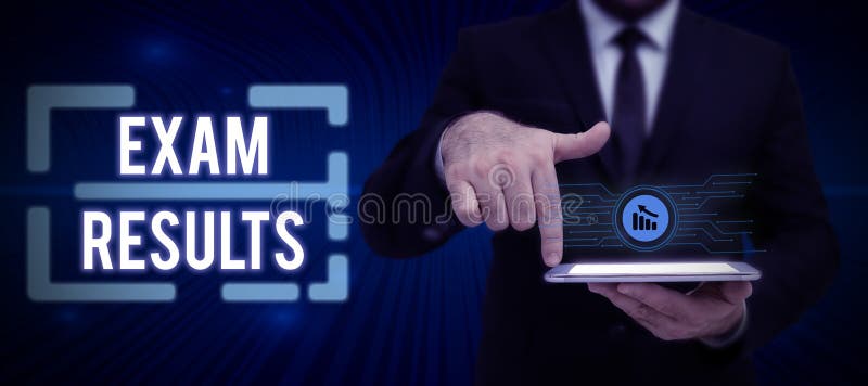 Writing Displaying Text Exam Results. Word Written on an Outcome of a ...