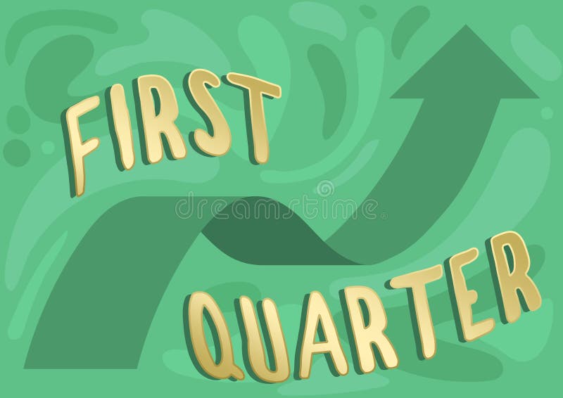 Hand Writing Sign First Quarter. Concept Meaning One of the Considered ...