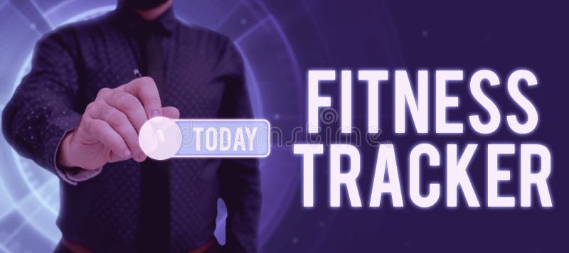 Writing Displaying Text Fitness Tracker. Internet Concept Device that ...