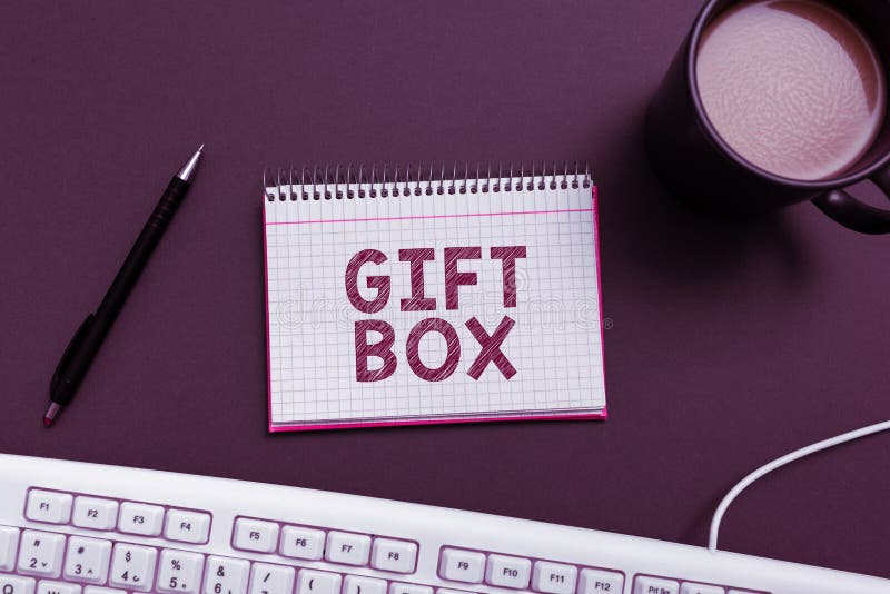 Writing Displaying Text Gift Box. Business Showcase a Small Cointainer ...