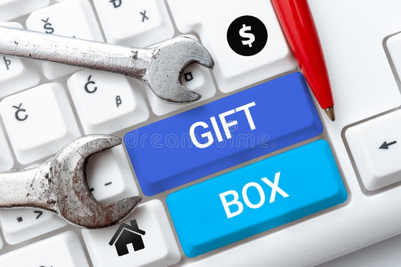 Text Sign Showing Gift Box. Conceptual Photo a Small Cointainer with ...