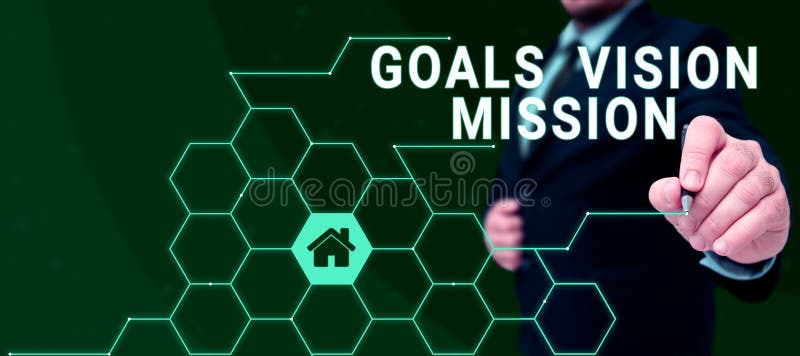 Text Sign Showing Goals Vision Mission. Concept Meaning Practical ...