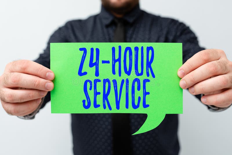 Writing Displaying Text 24 Hour Service. Business Approach Service that ...