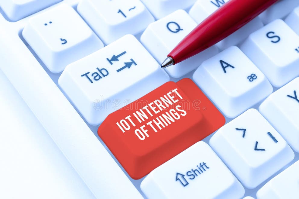 Writing Displaying Text Iot Internet of Things. Business Overview Network of Physical Devices ...