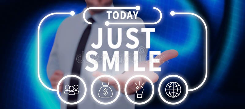 Writing Displaying Text Just Smile. Internet Concept Assume a Facial ... Writing Displaying Text Just Smile. Internet Concept Assume a Facial ...