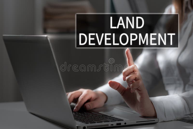 Writing Displaying Text Land Development. Business Concept Process of ...