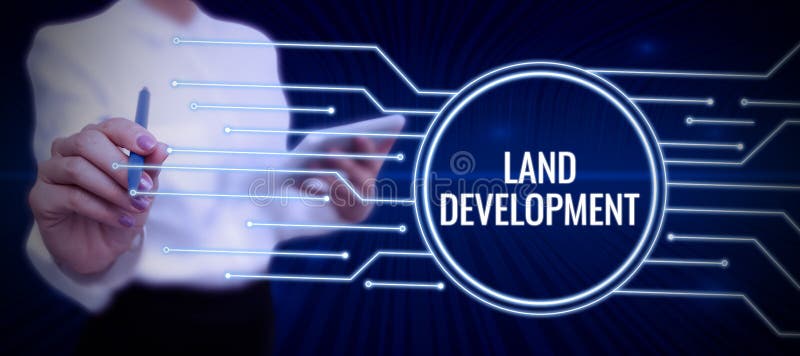 Hand Writing Sign Land Development. Internet Concept Process of ...