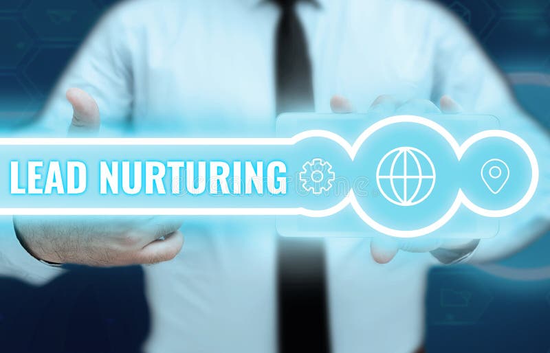 Hand Writing Sign Lead Nurturing. Business Concept Method of Building a ...
