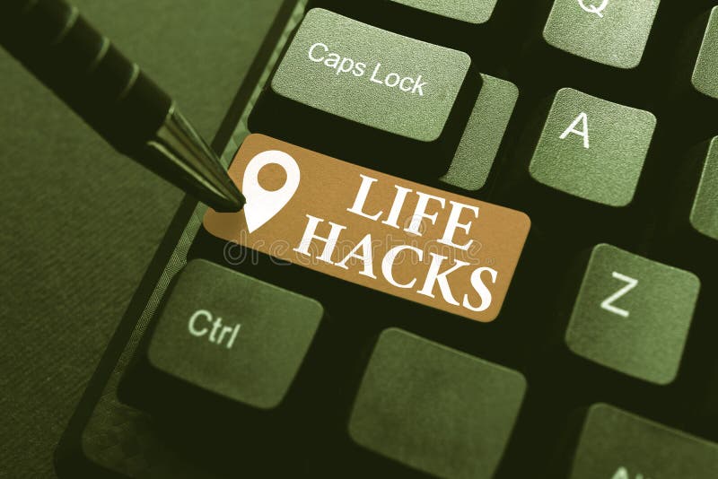 Conceptual Display Life Hacks. Business Overview Strategy or Technique ...