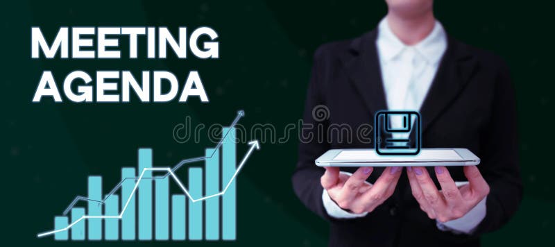 Writing Displaying Text Meeting Agenda. Concept Meaning an Agenda Sets ...