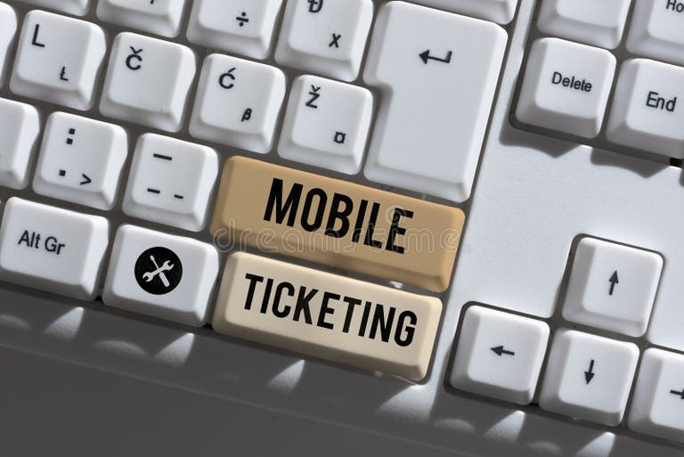Text Caption Presenting Mobile Ticketing. Word Written on Tickets ...