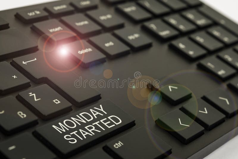 Text Showing Inspiration Monday Started. Business Overview Getting ...