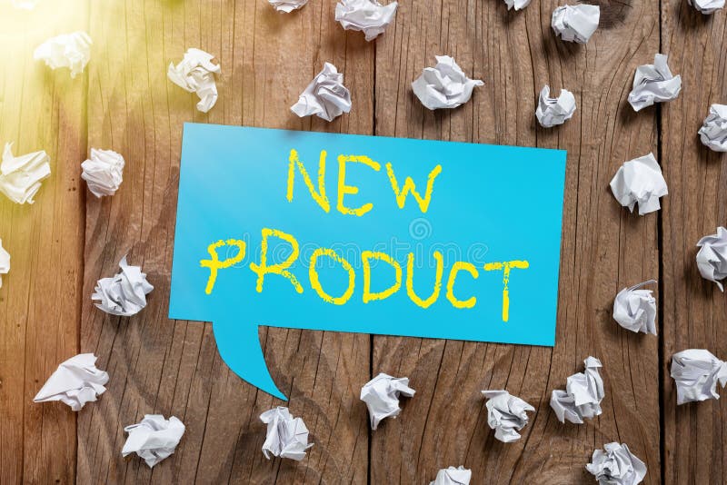 Writing Displaying Text New Product. Word Written on Goods and Services ...
