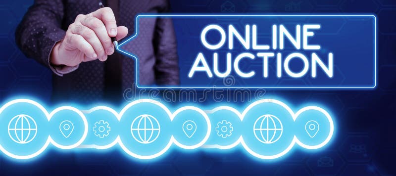 Writing Displaying Text Online Auction. Word for Process of Buying and ...