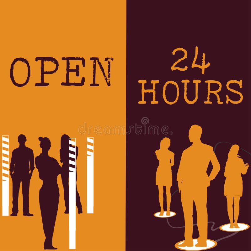 Writing Displaying Text Open 24 Hours. Business Idea Working All Day ...