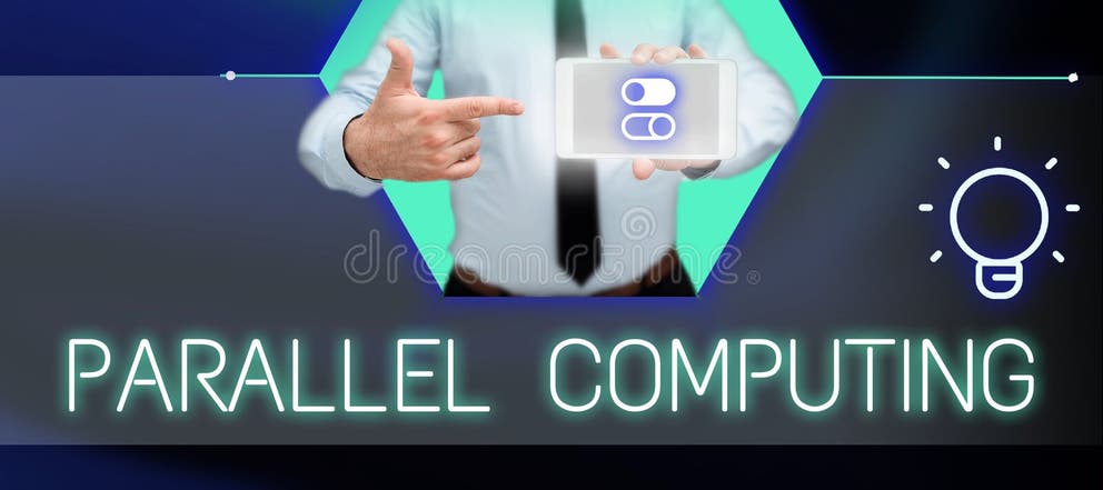 Writing Displaying Text Parallel Computing Concept Meaning Simultaneous Calculation By Means Of