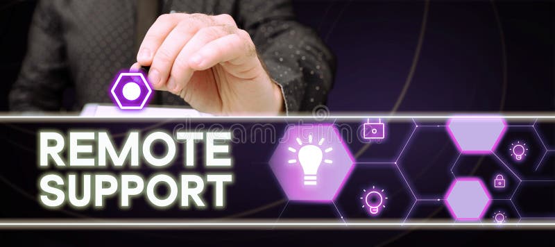 Writing Displaying Text Remote Support. Business Concept Help End-users ...