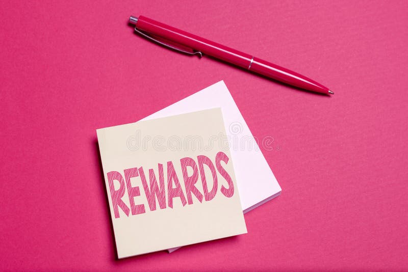 Writing Displaying Text Rewards. Internet Concept Given in Recognition ...