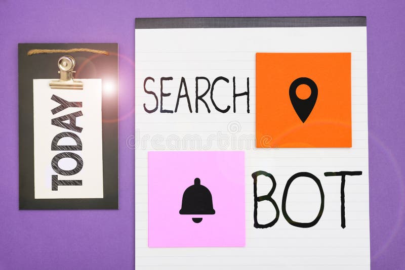 Hand Writing Sign Search Bot. Business Concept a Program that Runs ...