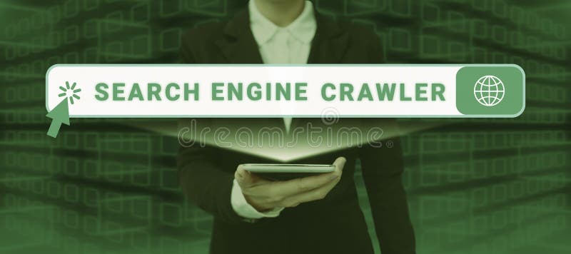 Writing Displaying Text Search Engine Crawler. Conceptual Photo Program ...
