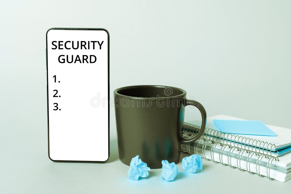 Writing Displaying Text Security Guard. Word Written on Tools Used To ...