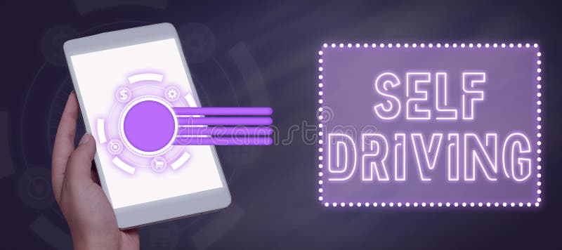 Writing Displaying Text Self Driving. Business Showcase Autonomous ...