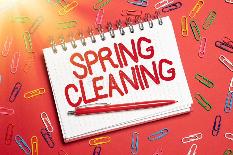 Writing Displaying Text Spring Cleaning. Word Written on Practice of ...