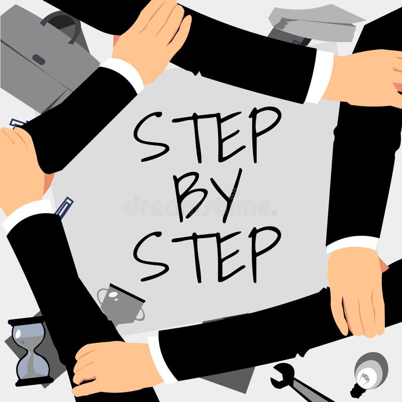 Writing Displaying Text Step by Step. Business Approach Slow Progress ...