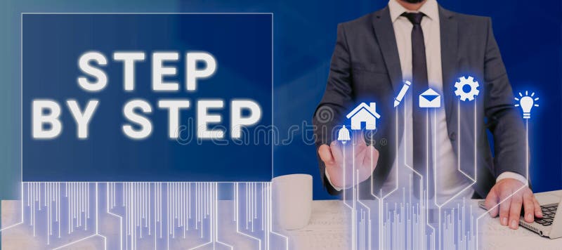 Conceptual Caption Step by Step. Business Showcase Slow Progress Road ...