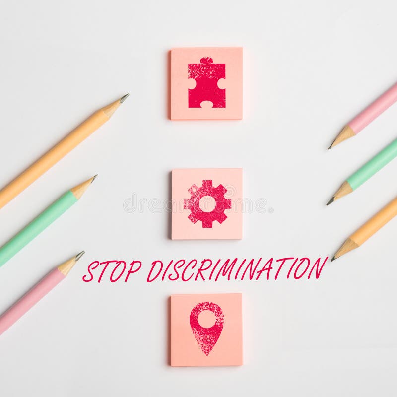 Writing Displaying Text Stop Discrimination. Conceptual Photo Prevent ...