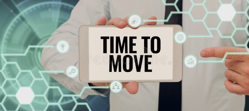 Text Sign Showing Time To Move. Business Overview Extending the Period ...