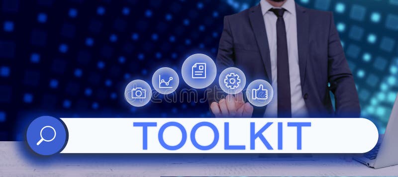 Text Sign Showing Toolkit. Internet Concept Set of Tools Kept in a Bag ...