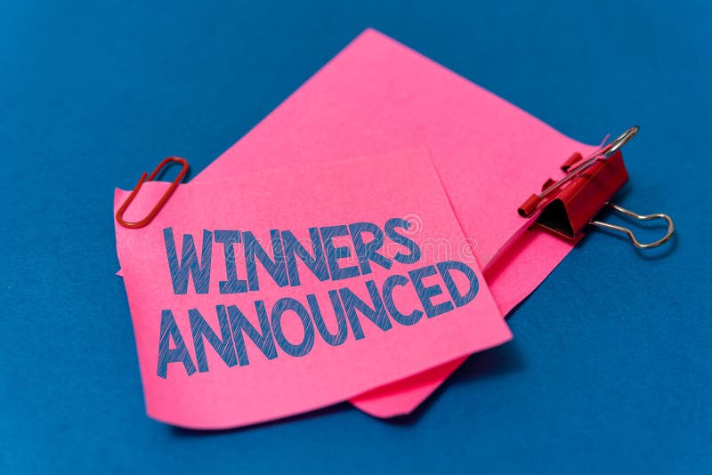 Writing Displaying Text Winners Announced. Business Approach Announcing ...