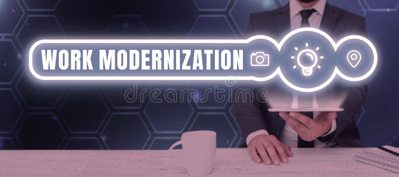 Writing Displaying Text Work Modernization. Business Approach Changing ...