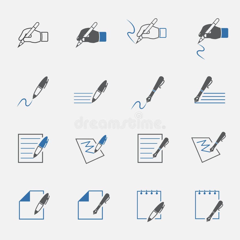 Writing and Document Icon Set. Vector Illustration. Stock Vector ...