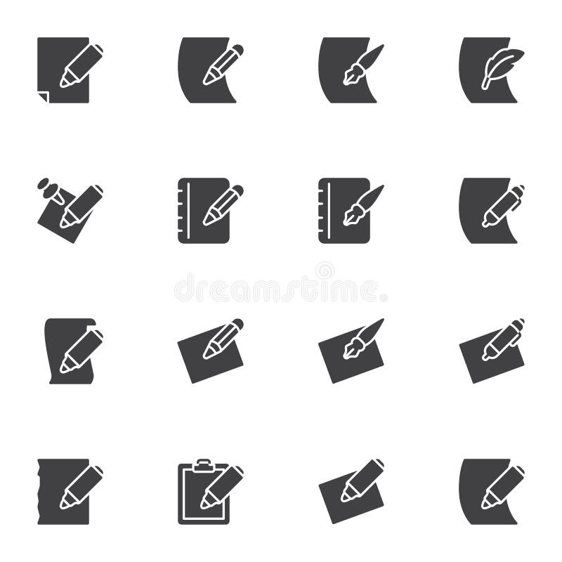 Writing Document Vector Icons Set Stock Vector - Illustration of page ...