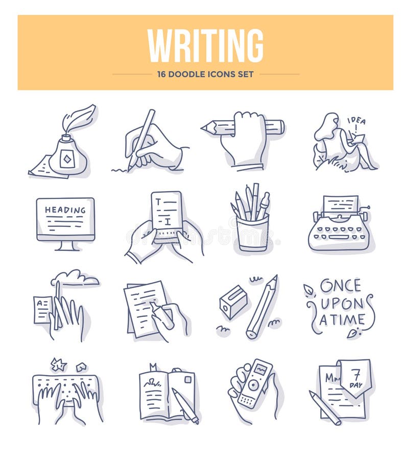 Writing Doodle Icons stock vector. Illustration of typing - 164663778